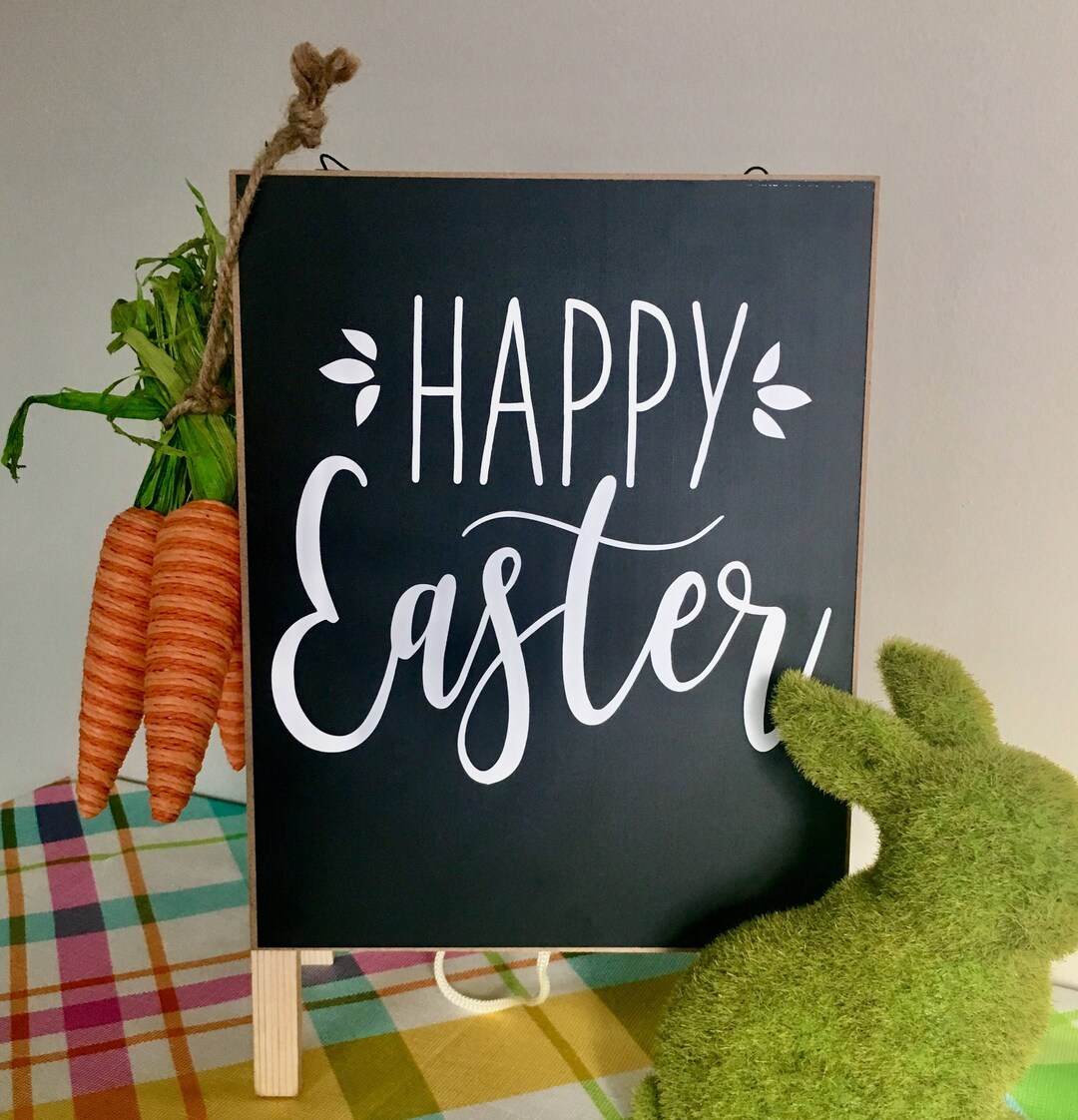 Happy Easter Decal- Vinyl Decor- Spring Decal- Rustic Wall Decal ...
