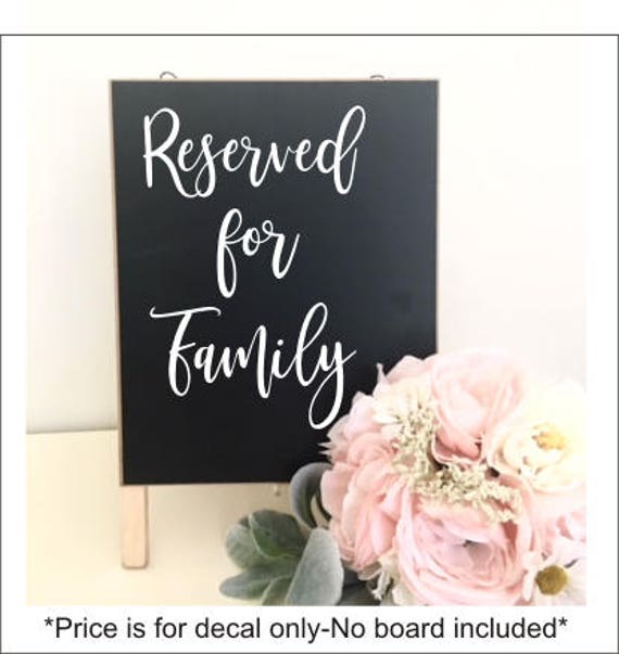 Reserved Wedding Decal Reserved for Family Decor for Wedding | Etsy