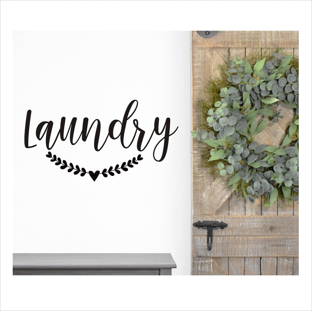 Laundry Wall Decal Door Vinyl Decal Laundry With Laurel Rustic ...