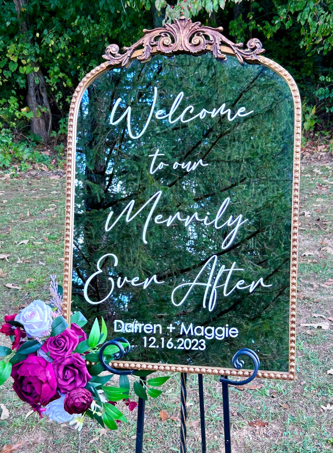 Merrily Ever After Decal for Christmas Wedding Holiday Wedding Welcome ...