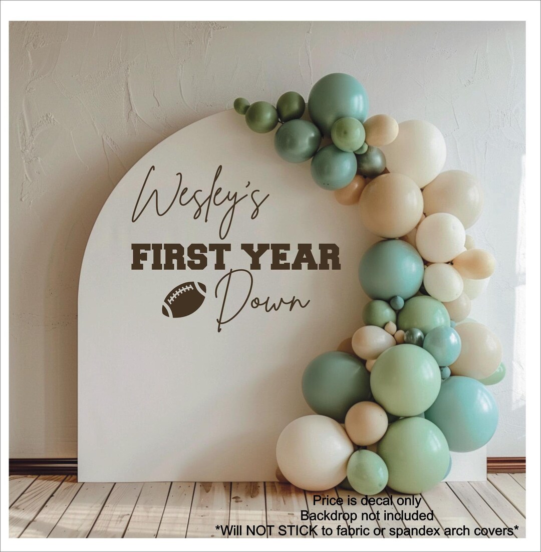 First Year Down Decal for Football Birthday Party Baby Boy First ...