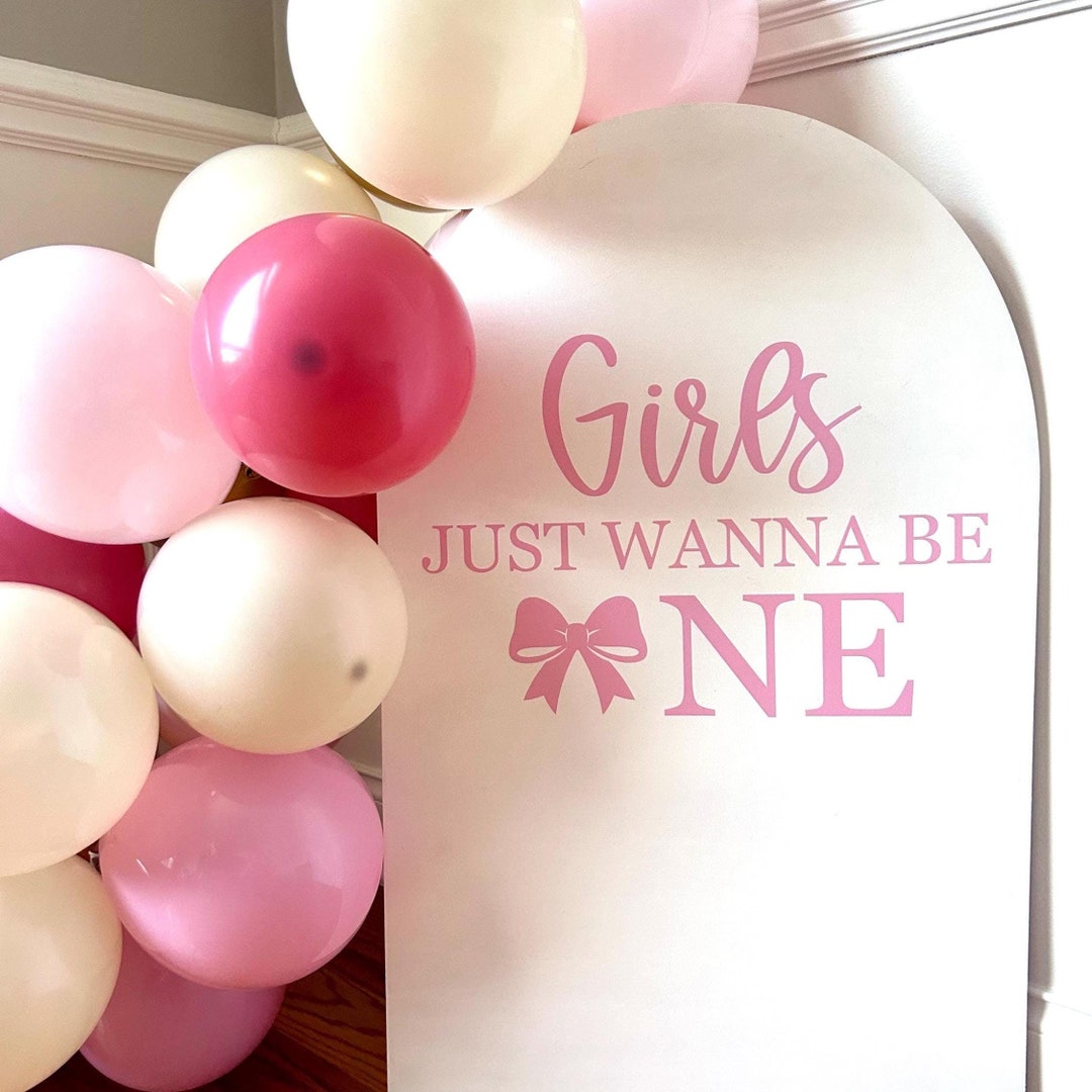 Coquette Bow 'girls Just Wanna Be One' Vinyl Decal: First Birthday ...