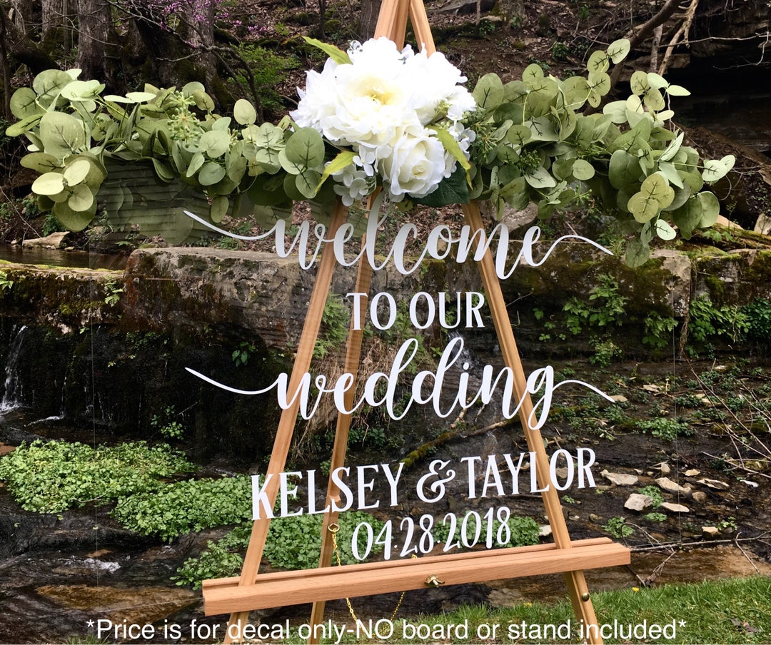 Welcome Wedding Decal Personalized Name and Date Simple Wedding Sign ...
