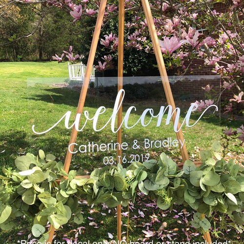Simple Personalized Wedding Welcome Sign Names and Date Decal - Etsy