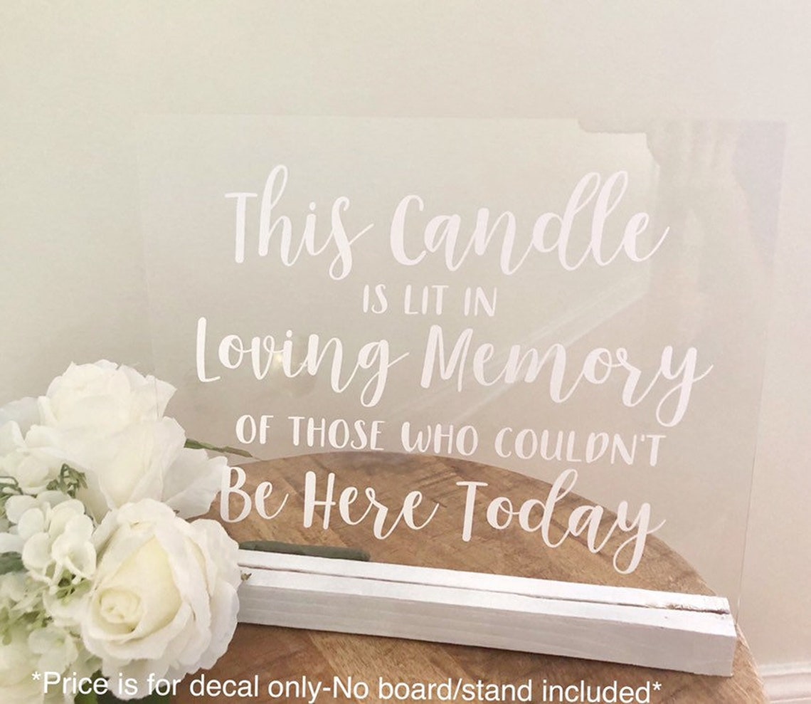 Memorial Candle Decal for Wedding Sign Vinyl Decal for Wedding | Etsy