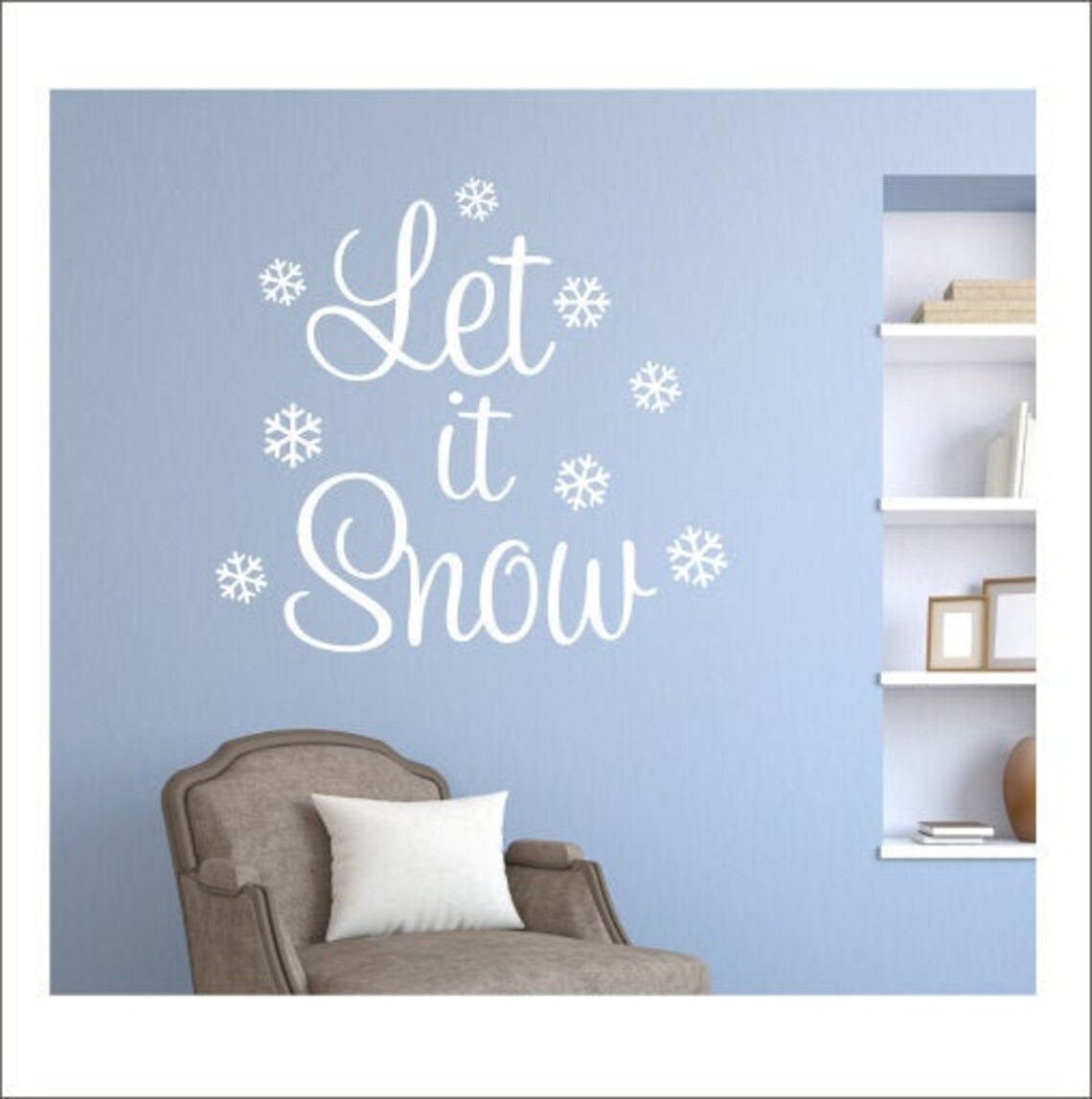 Let It Snow Vinyl Decal Vinyl Wall Decal With Snowflakes | Etsy