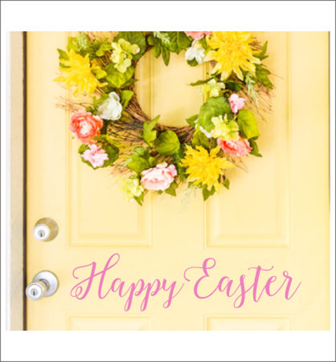 Happy Easter Decal- Vinyl Decal for Door- Spring Decal- Spring Decor ...