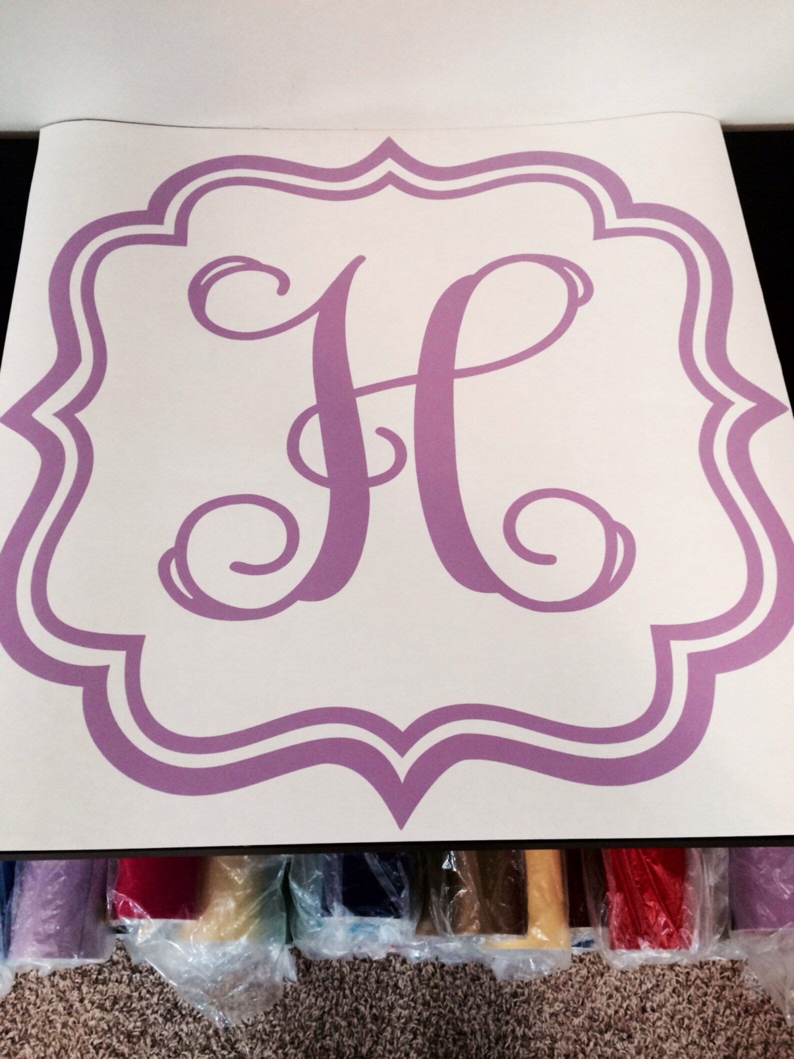 Single Vine Letter Monogram in Frame Girls Nursery Bedroom - Etsy