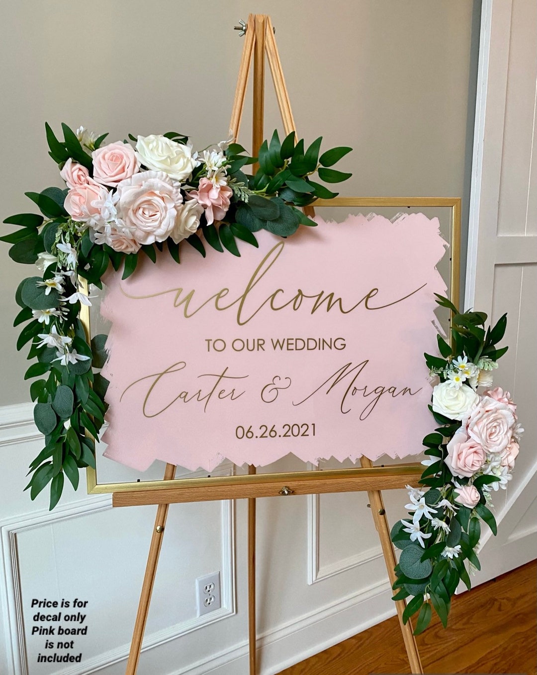 Wedding Welcome Sign Decal: Modern Pink & Gold Vinyl Decor - Etsy