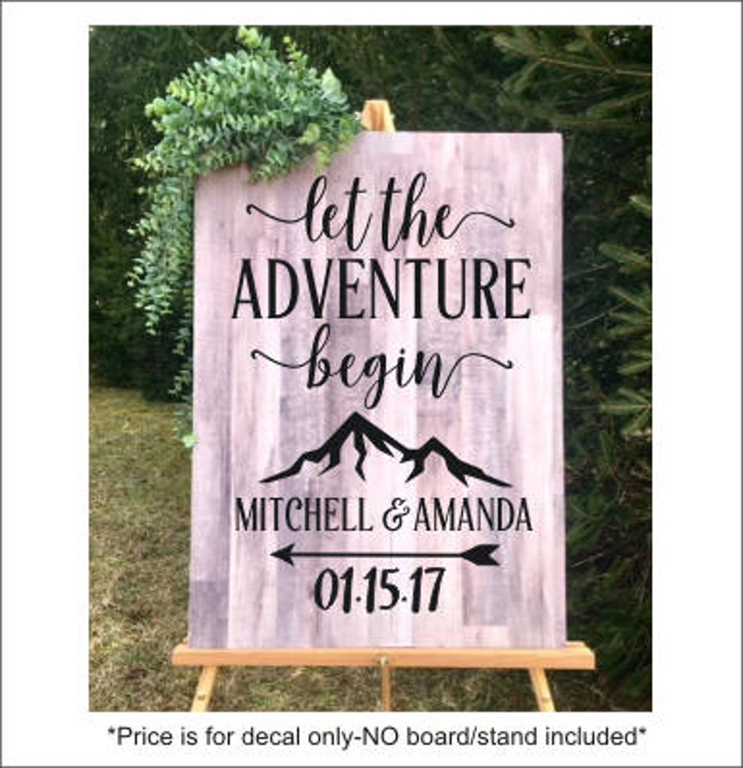 Adventure Wedding Decal Vinyl Wedding Decor Rustic Adventure Themed ...