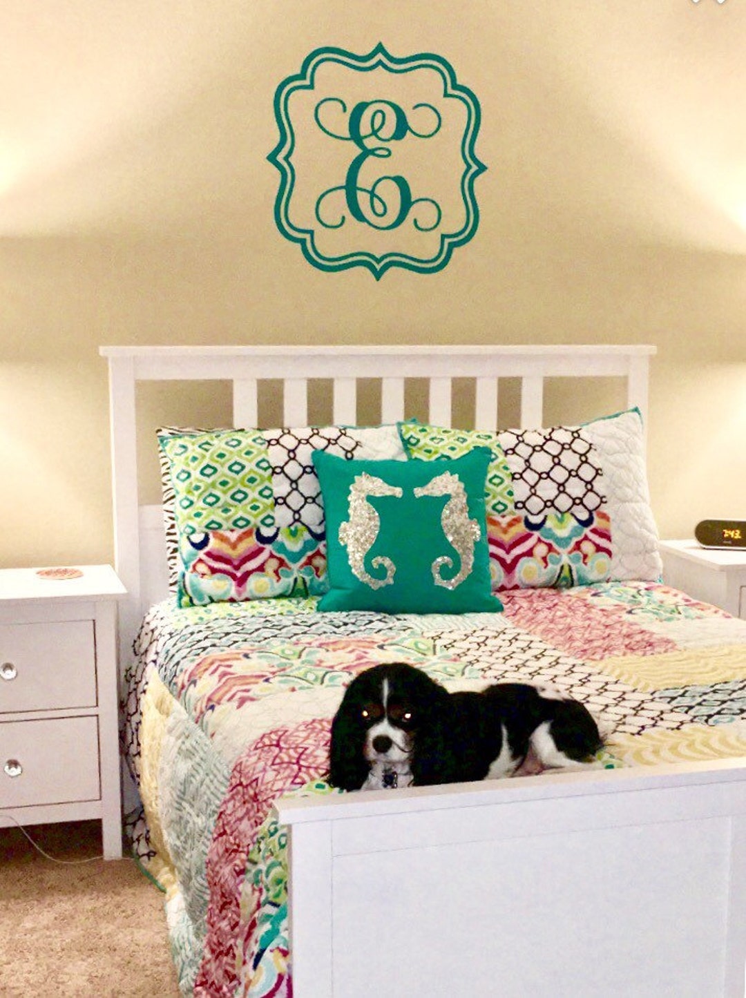 Single Vine Letter Monogram in Frame Girls Nursery Bedroom Teen ...