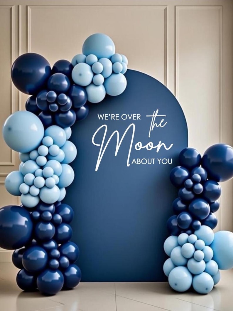 We're Over the Moon About You Decal for Baby Shower - Moon and Stars ...