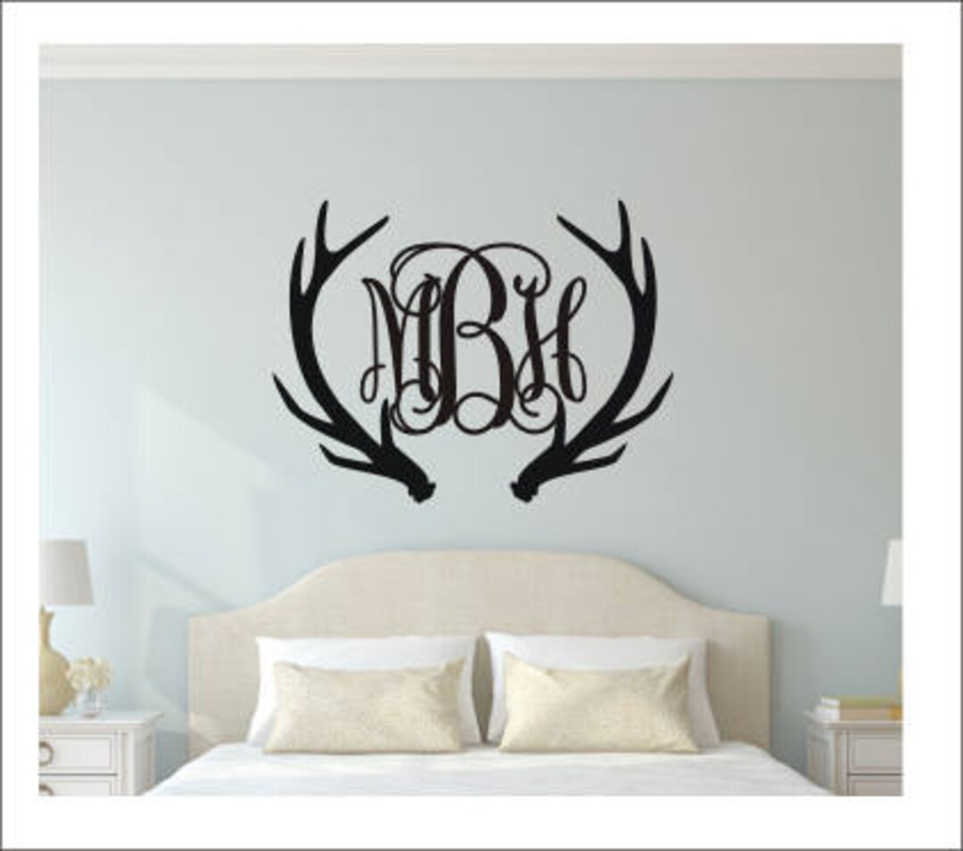 Antler Monogram Decal Antler Monogram Wall Decal Large Vinyl Wall Decal ...