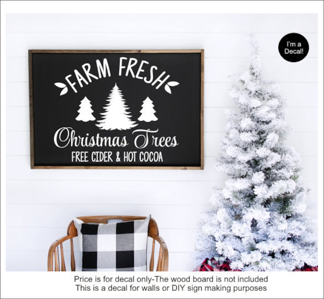 Farm Fresh Christmas Trees Decal Vinyl Decor for Holiday Decal for ...