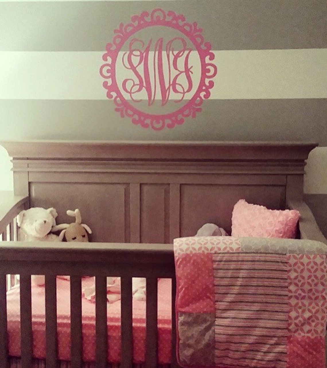 Vine Monogram Wall Decal Vinyl Wall Monogram Decal Monogram in - Etsy