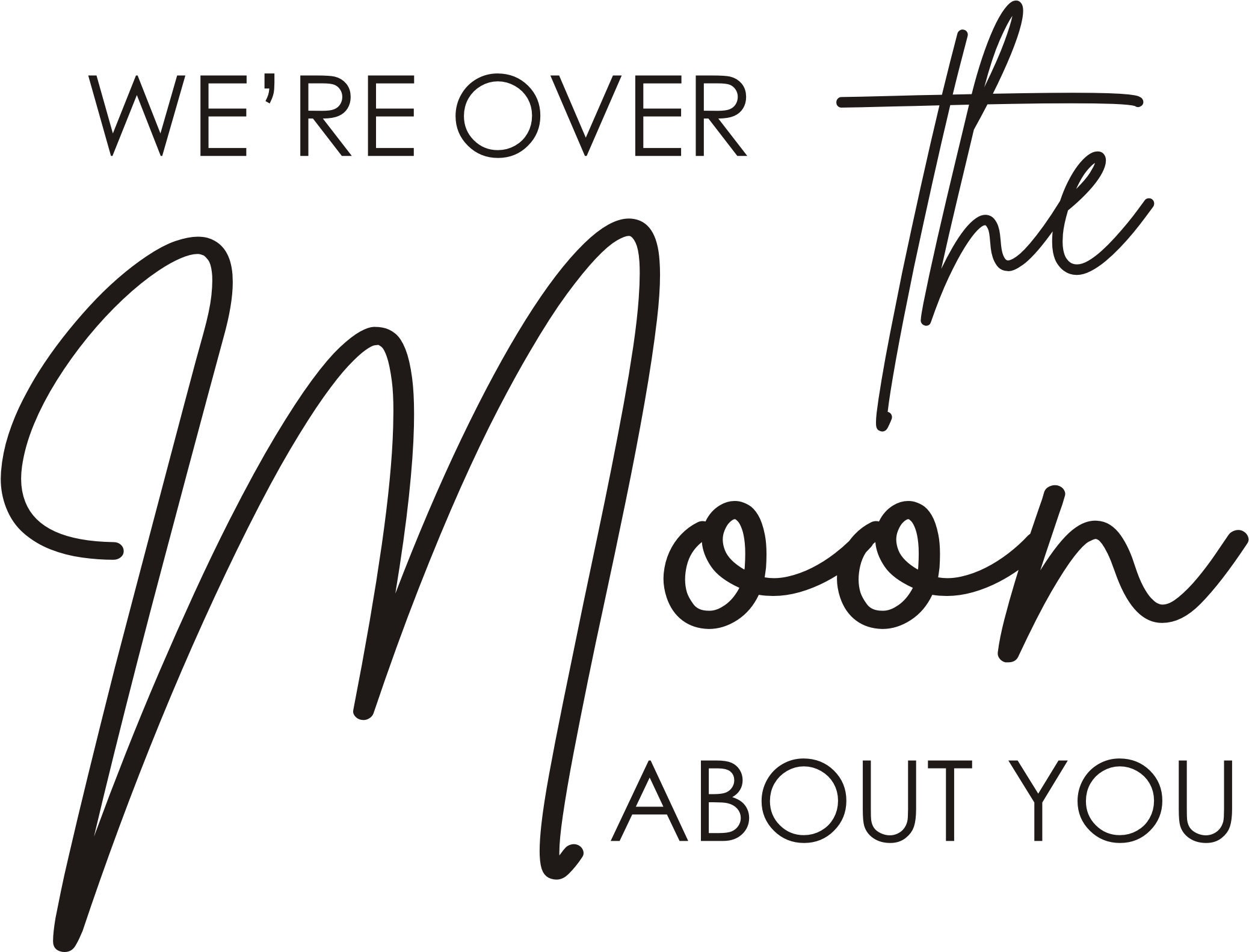 We're Over the Moon About You Decal for Baby Shower - Moon and Stars ...