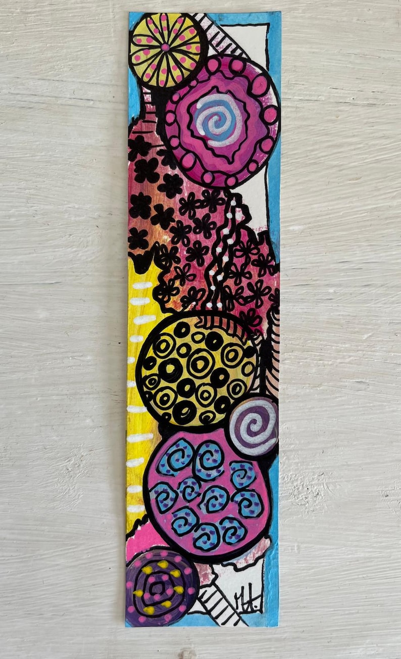 Set of 5 Handmade Bookmarks, 5x20 Cm - Colorful Graphic Designs ...