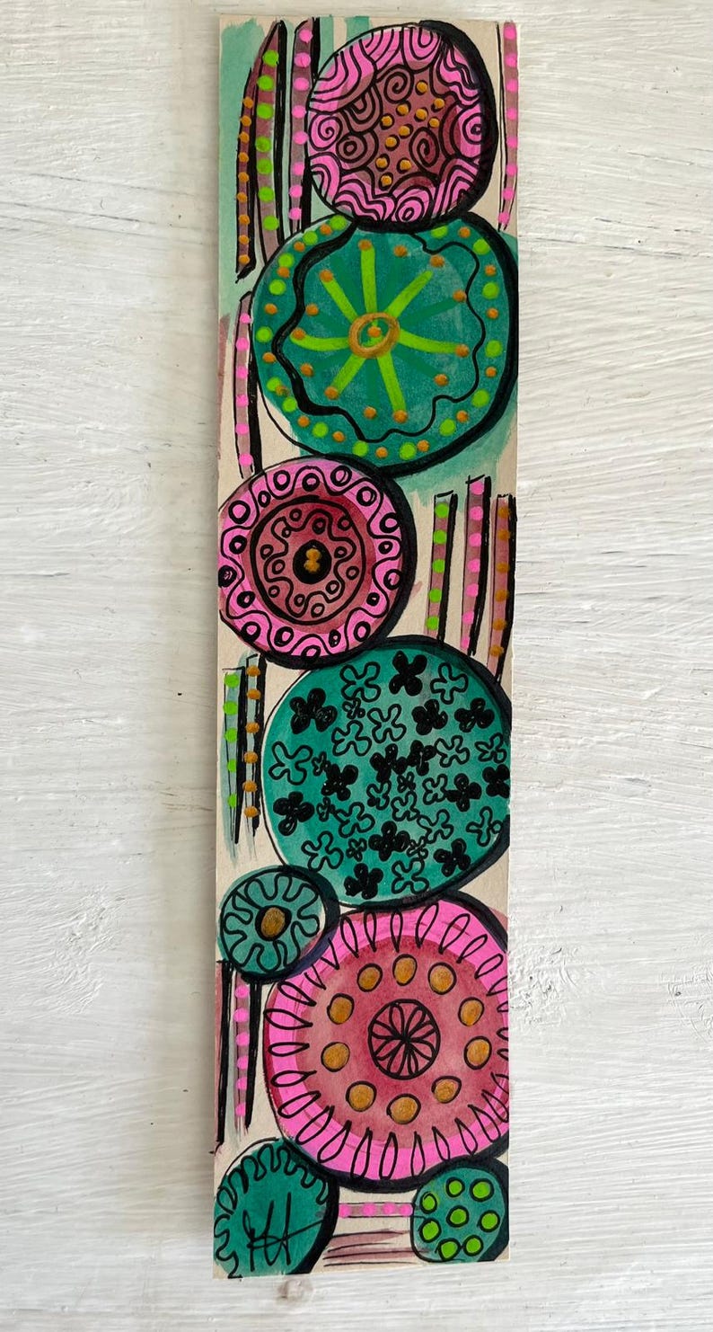 Set of 5 Handmade Bookmarks, 5x20 Cm - Colorful Graphic Designs ...