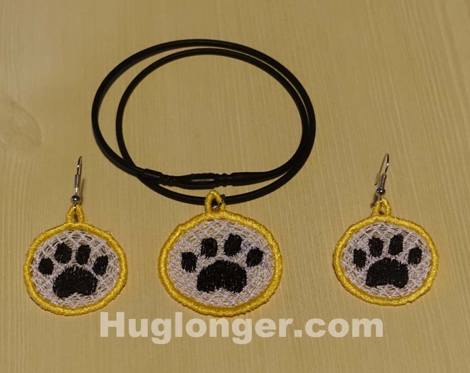 FSL Dog Paw Print Machine Embroidery Design - 3 Sizes, Freestanding ...