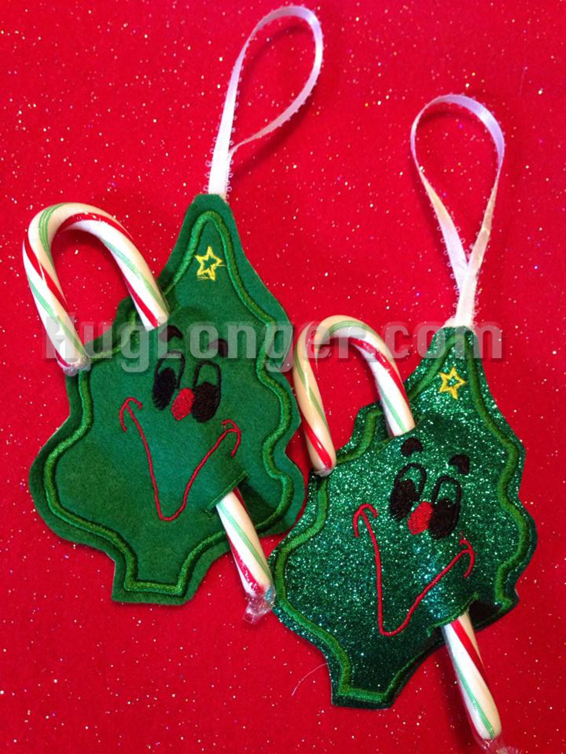Christmas Tree Candy Cane or Pencil Holder Onament in the Hoop Digital ...