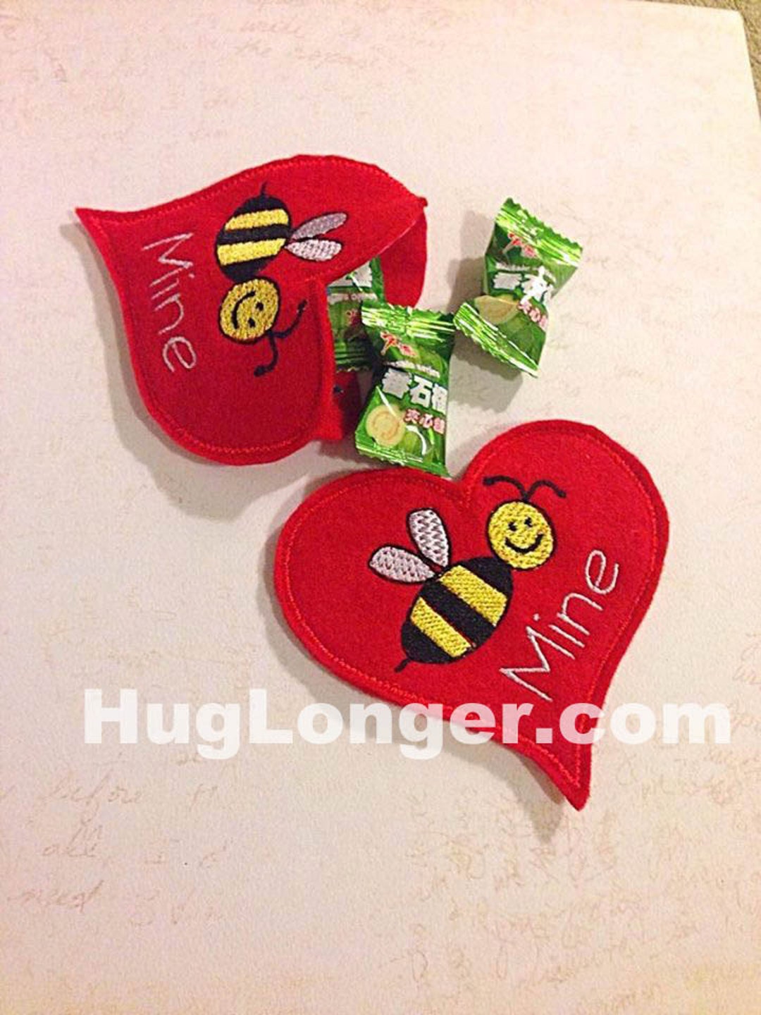 ITH Valentine Bee Card Treat Holder Embroidery File HL 1094 Valentine's ...