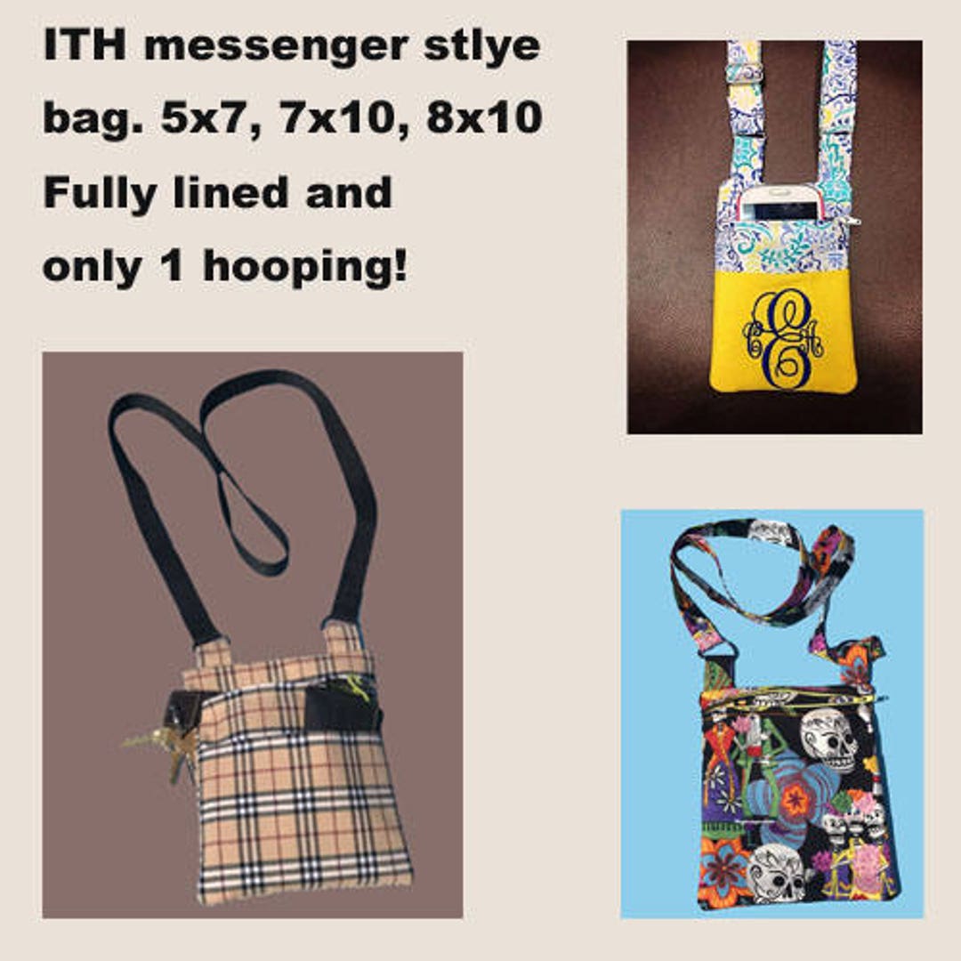 ITH Zippered Messenger Style Bag HL2059 Embroidery File - Etsy
