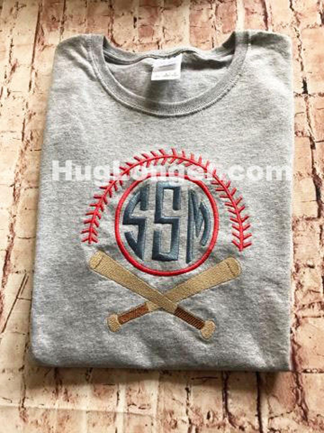 Embroidered Baseball Bat Monogram Frame HL2052 Embroidery File - Etsy