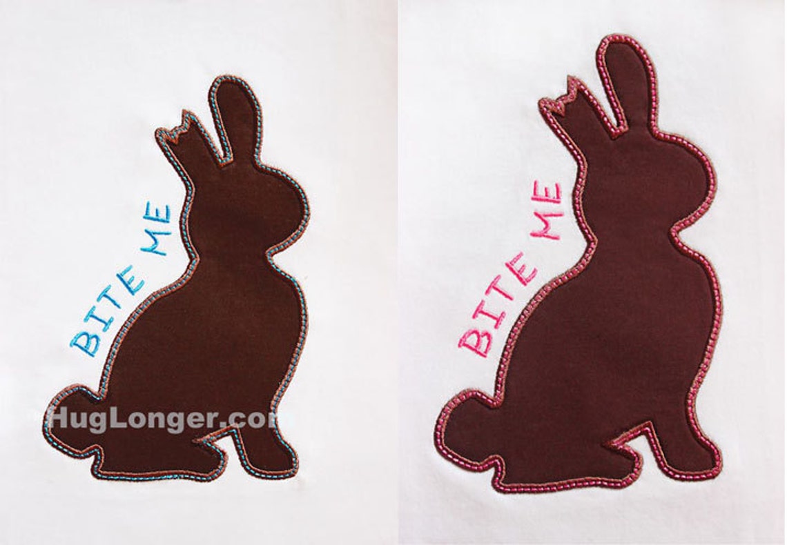 Applique Chocolate Bunny Embroidery File HL2004 Easter Spring - Etsy