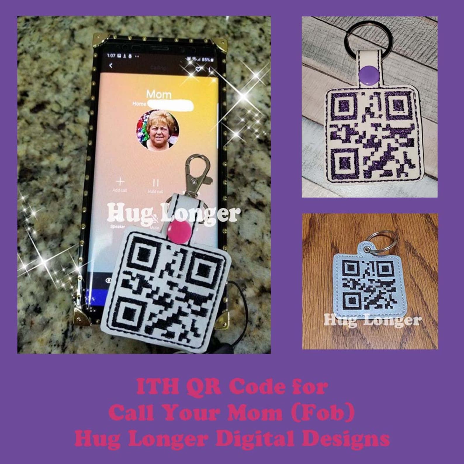 ITH QR Code Call Your Mom Fob HL5714 Embroidery File | Etsy