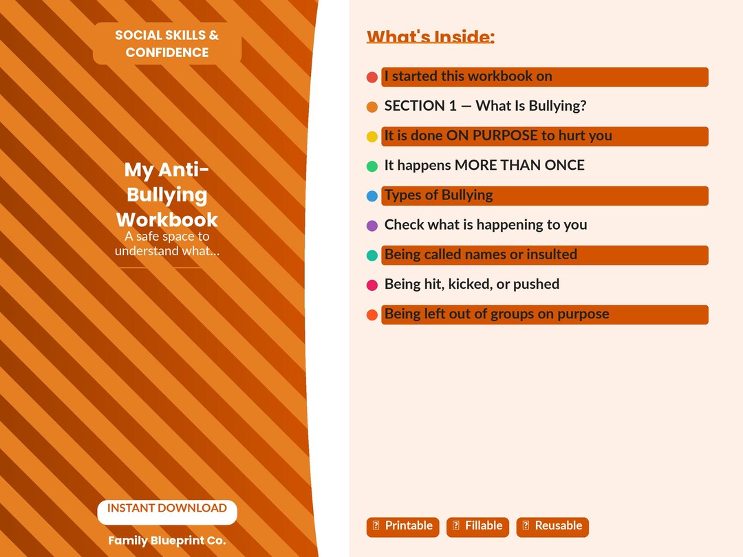 Anti Bullying Workbook - Etsy