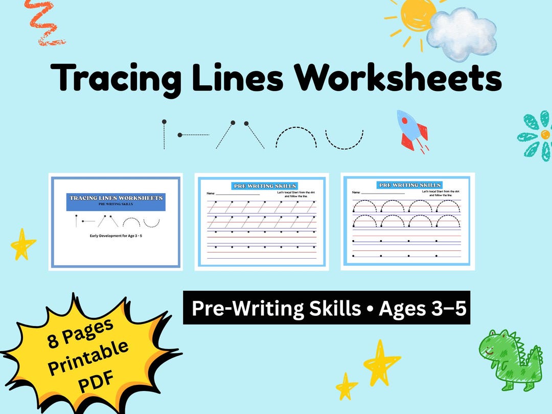 Tracing Lines Worksheets | Pre Writing Skills | Preschool Activities ...