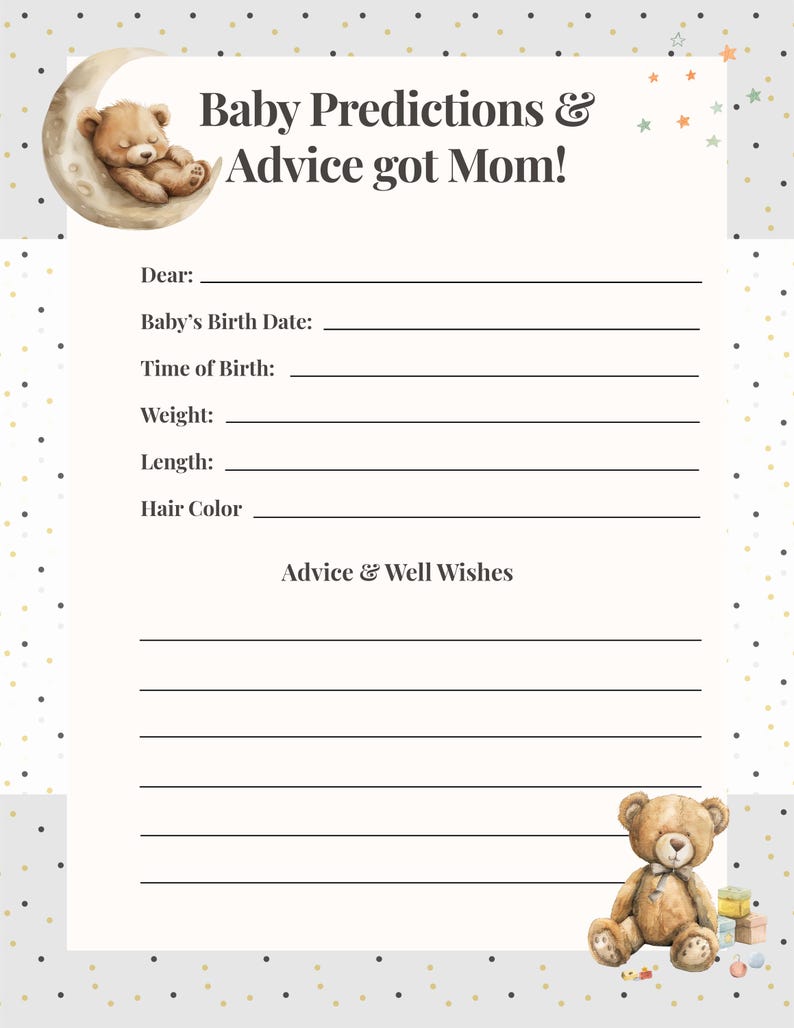 Little Moon & Stars Baby Shower Games Bundle (9 Games + Advice Card) - Etsy