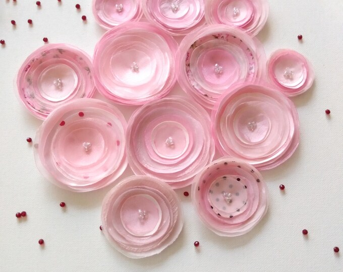 SALE Mix Handmade Shades of Pink Fabrics Poppies Embellishment - Etsy