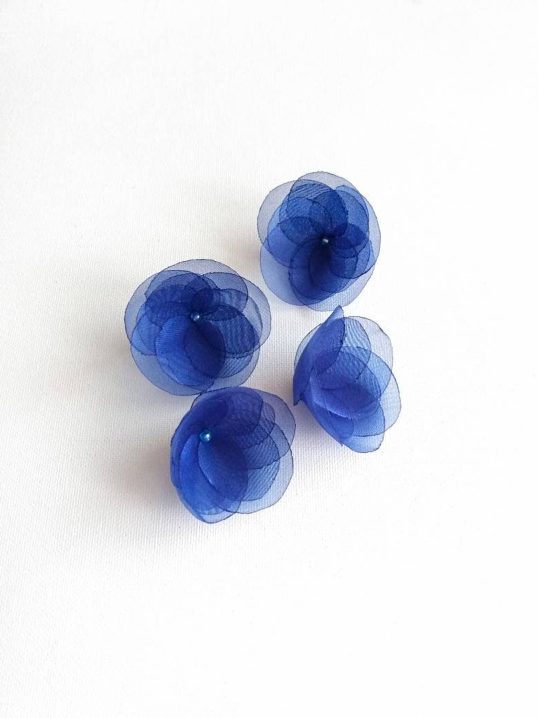 Cobalt Blue Organza Fabric Flowers Embellishment - Etsy