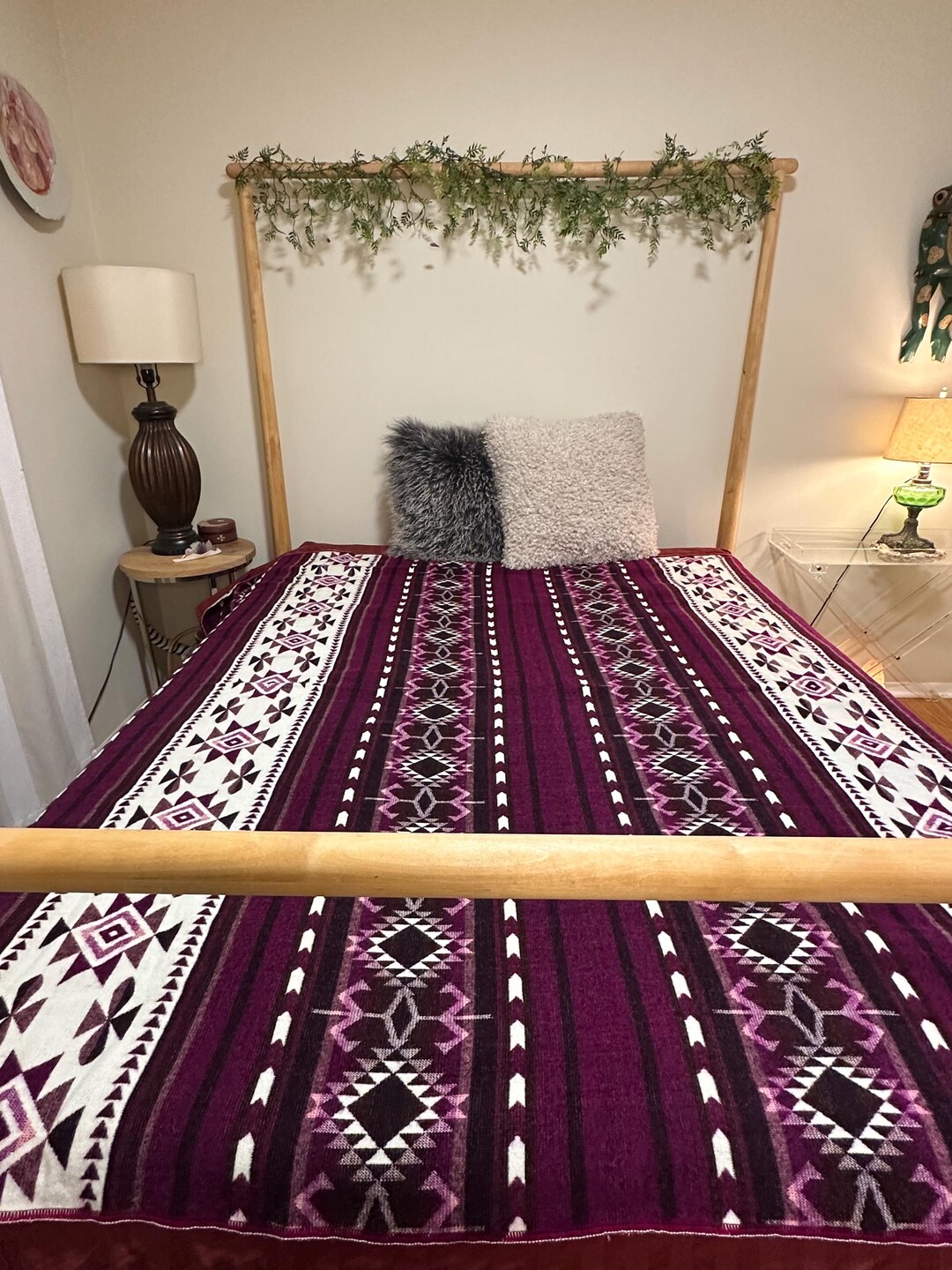 Ecuadorian Alpaca Wool Throw Queen Blanket Hand Woven Geometric Tribal ...
