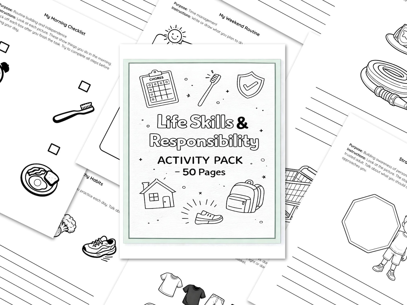 Kids Life Skills Pack PDF — 50 Printable Chores & Routine Worksheets - Etsy