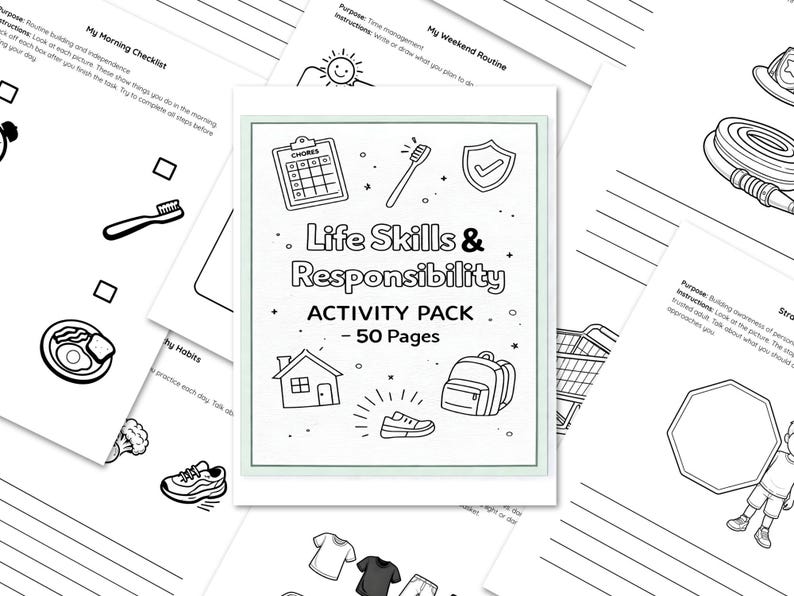 Kids Life Skills Pack PDF — 50 Printable Chores & Routine Worksheets - Etsy