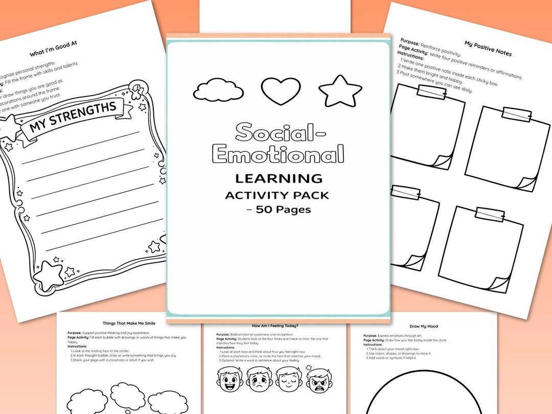 Kids SEL Activity Pack PDF — 50 Printable Feelings & Mindfulness Pages ...