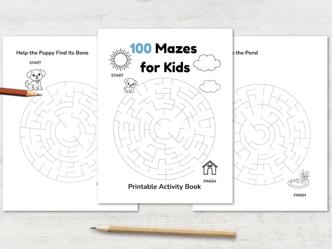 100 Mazes for Kids Printable Activity Book Ages 4–8 - Etsy
