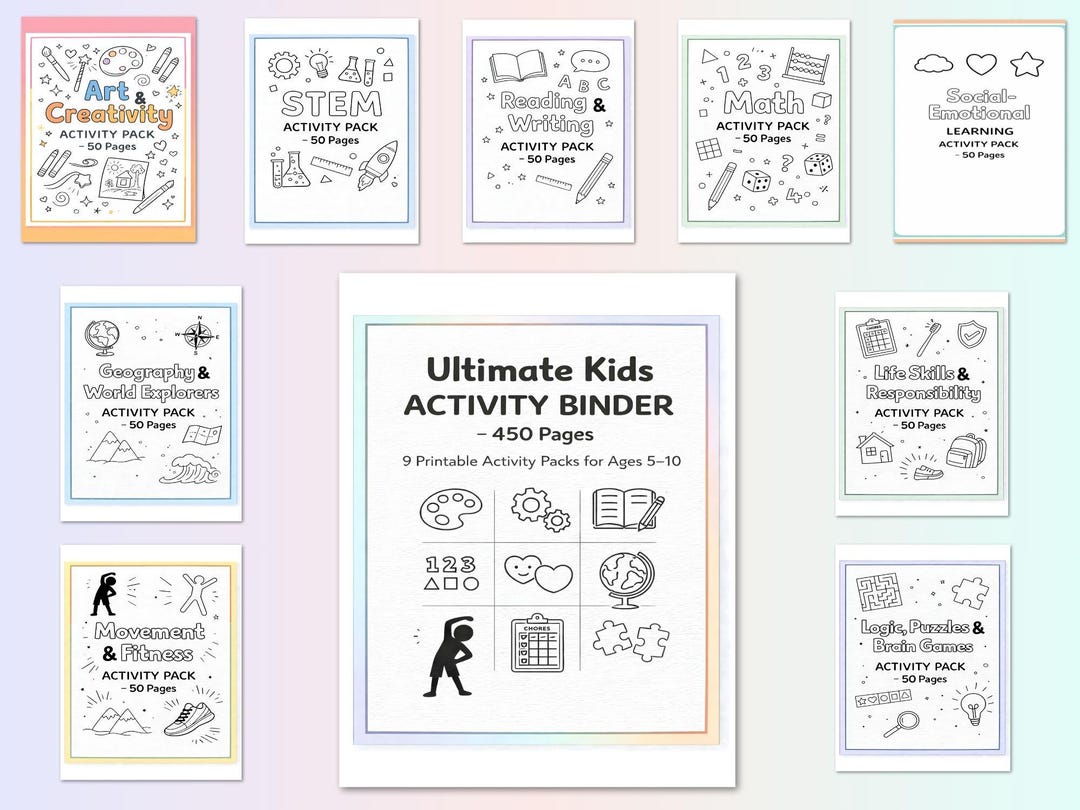 Kids Activity Mega Bundle PDF — 450 Printable Worksheets (9-pack Set ...