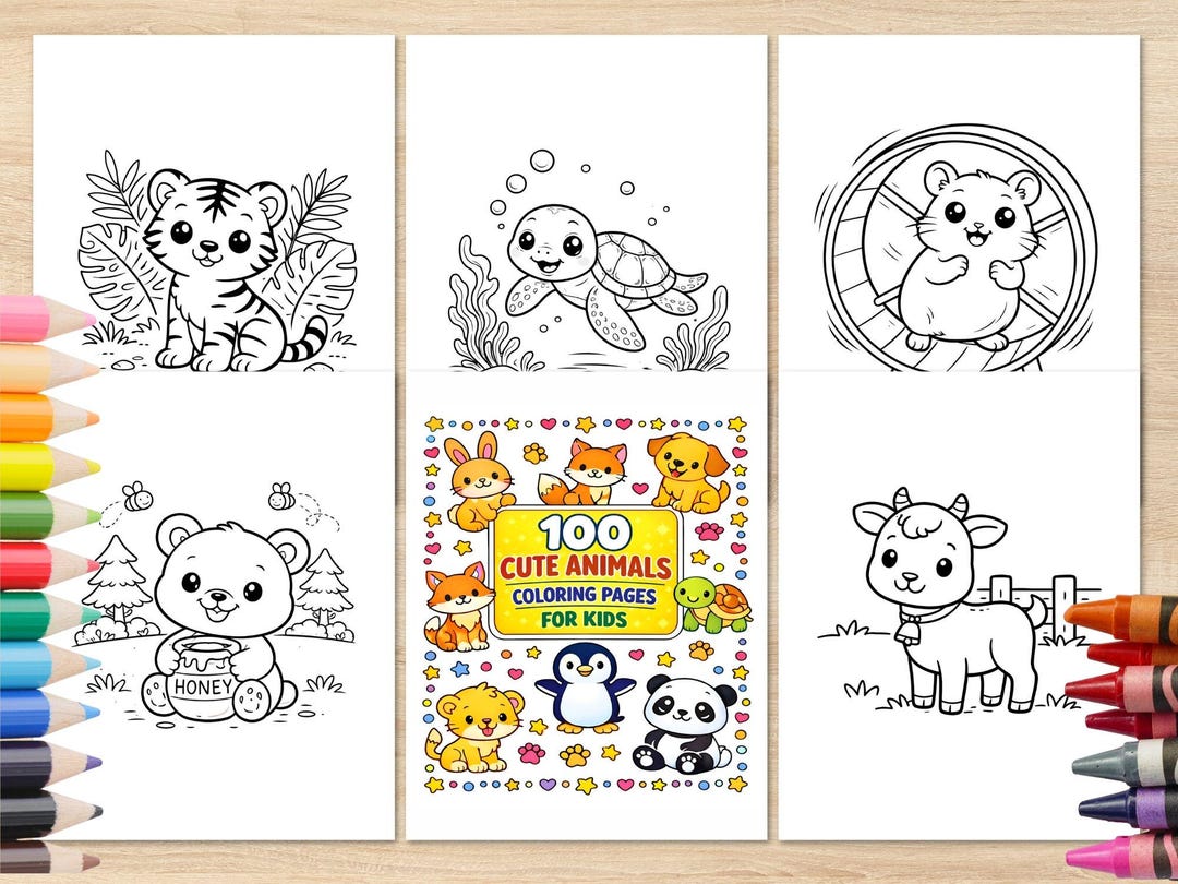 100 Animals Coloring Pages | Kids Printable Coloring Book - Etsy