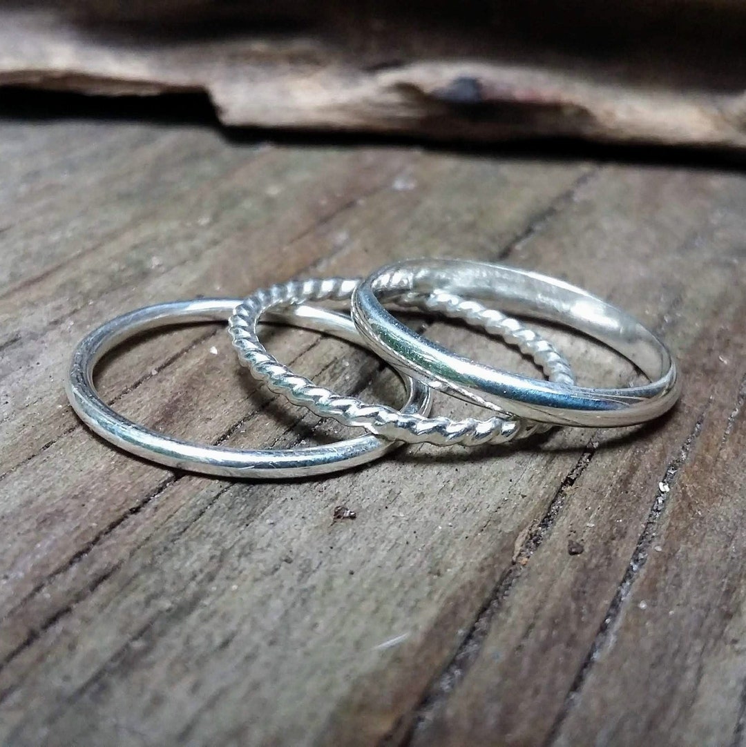 Silver Ring Set, Silver Stackable Rings, Ladies Ring Set, Dainty Silver ...