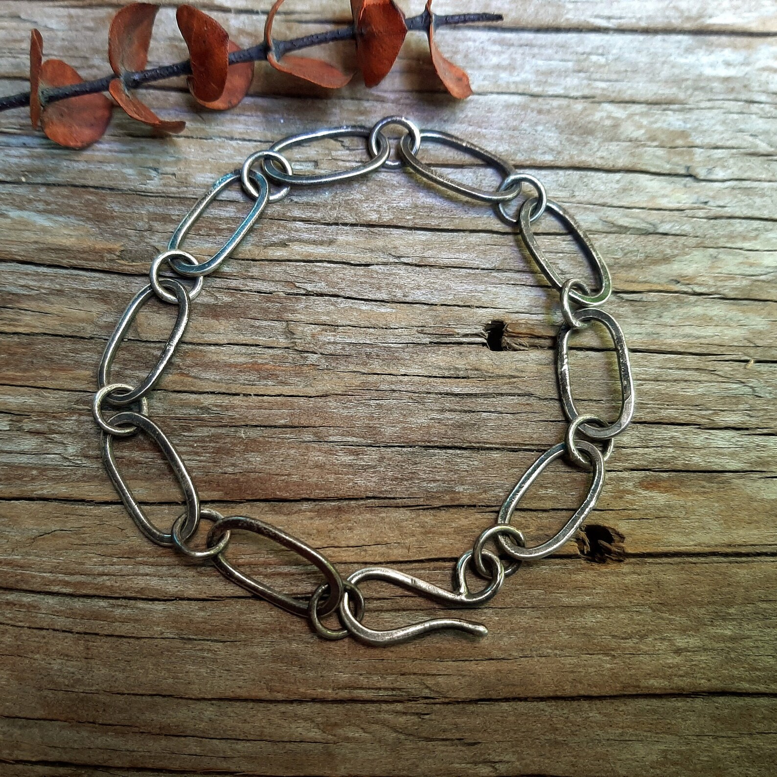 Oxidized Silver Chain Bracelet Argentium Silver Bracelet - Etsy