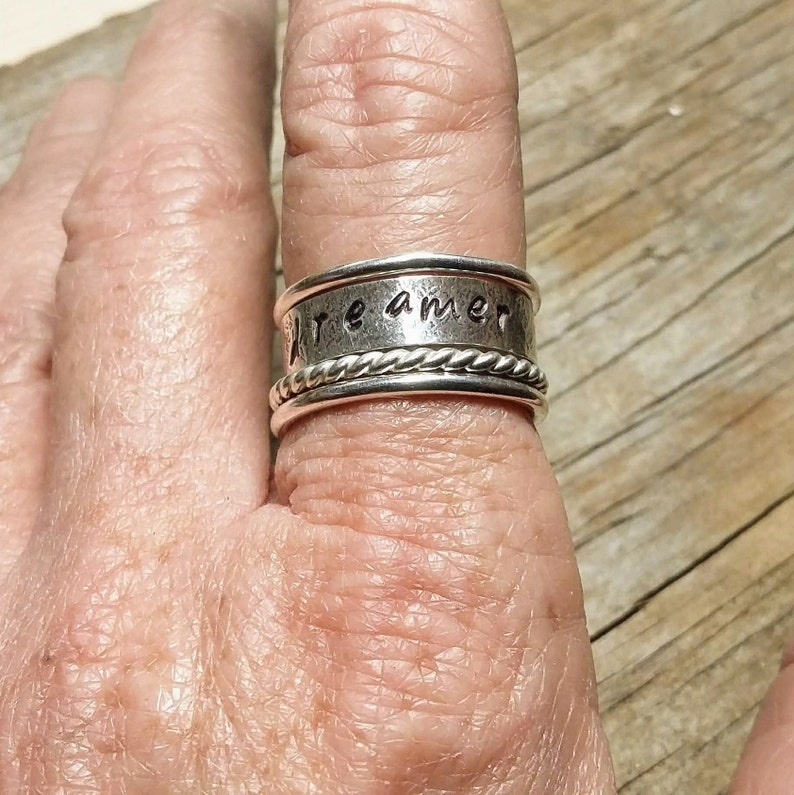 Silver Ring Set Silver Stackable Rings Stamped Silver Rings - Etsy