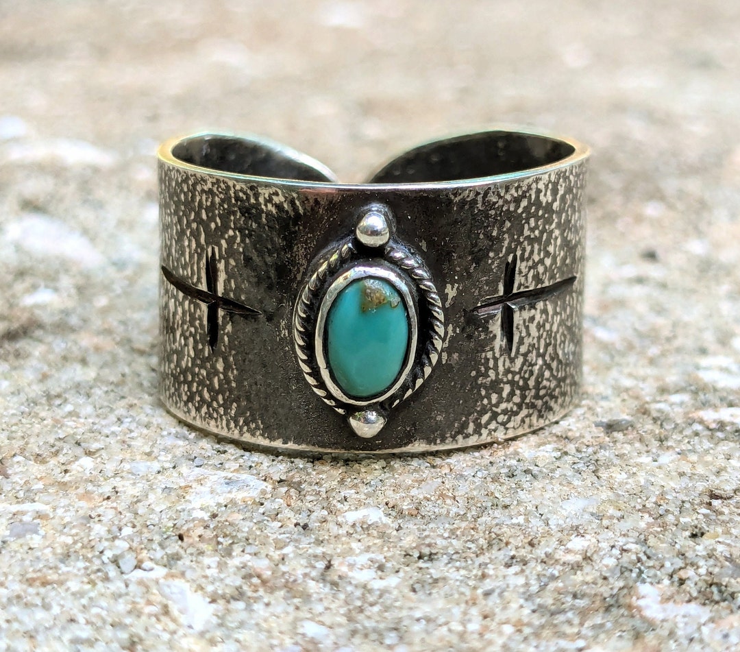 Turquoise Cross Ring With Argentium Silver - Etsy