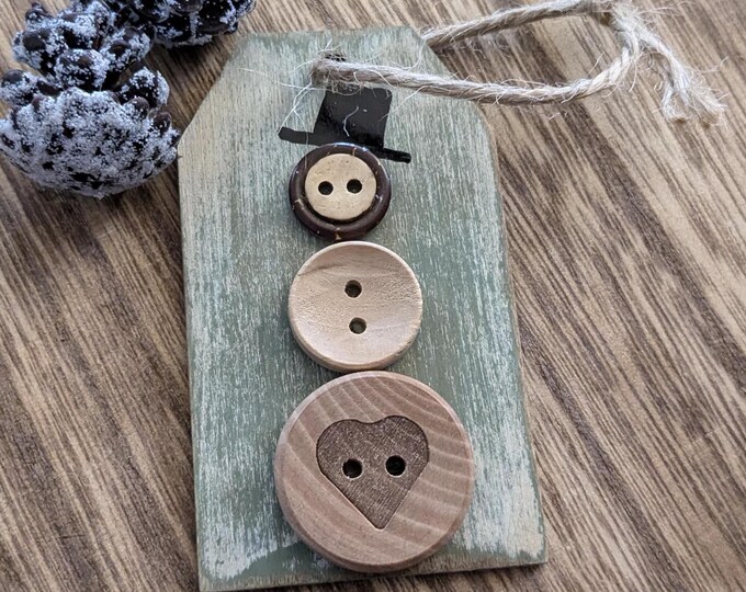 Snowman Ornament, Button Ornament, Christmas Ornament, Folk Art ...