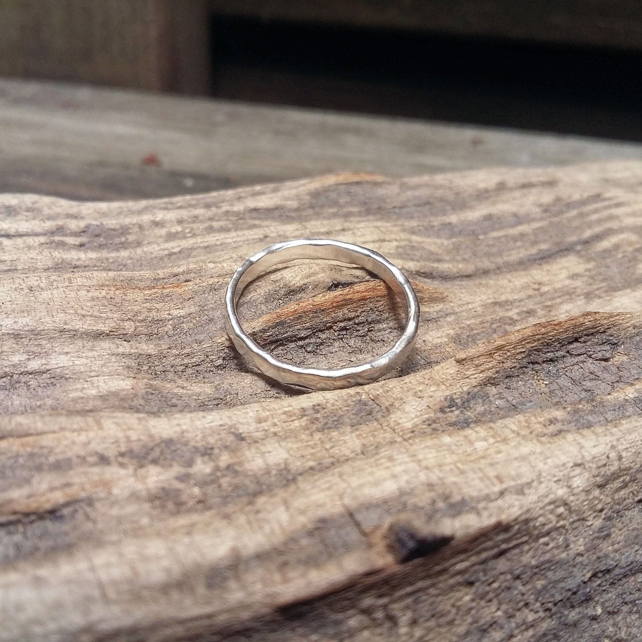 Hammered Silver Pinky Ring | Etsy