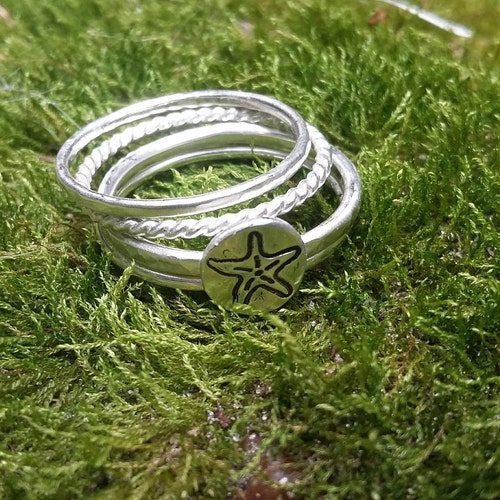 Starfish Ring Sea Star Stack Ring Stack Ring Silver Stack - Etsy