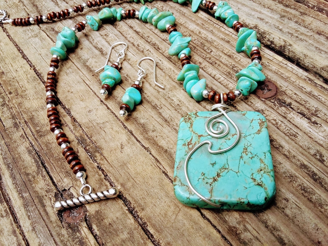 Howlite Beaded Necklace and Earrings Set, Argentium Silver Wire - Etsy
