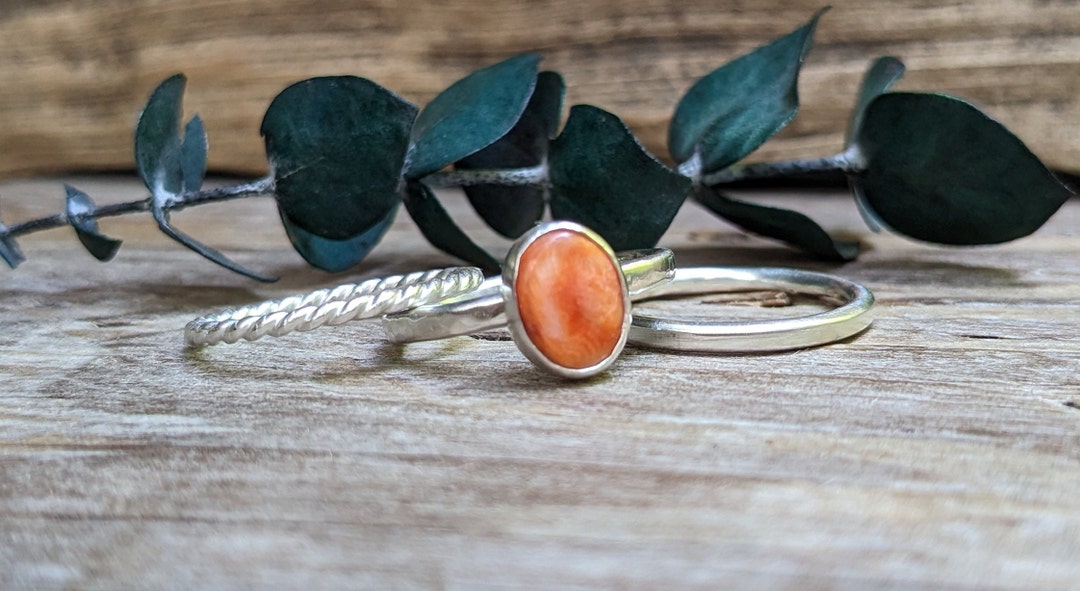Spiny Oyster Ring, Argentium Silver Ring, Silver Ring Set, Stackable ...